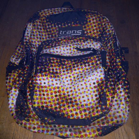 Jansport | Bags | Trans By Jansport Backpack Bag Colorful Polka Dots ...
